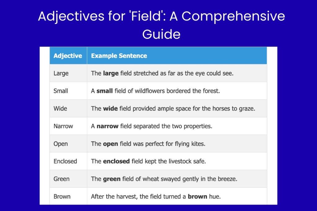 Adjectives for 'Field': A Comprehensive Guide - Grammar Nerds