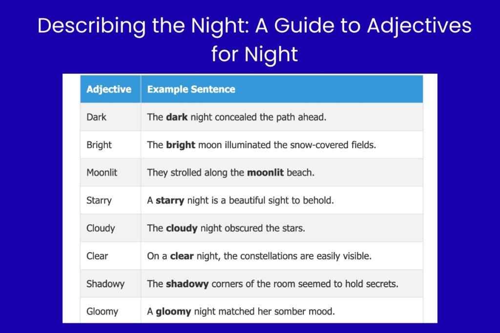 Describing the Night: A Guide to Adjectives for Night - Grammar Nerds